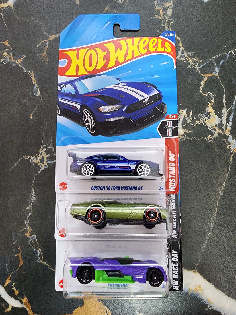 Hot Wheels Modern Performance Trio: Custom '18 Mustang GT, Slide Burn ...